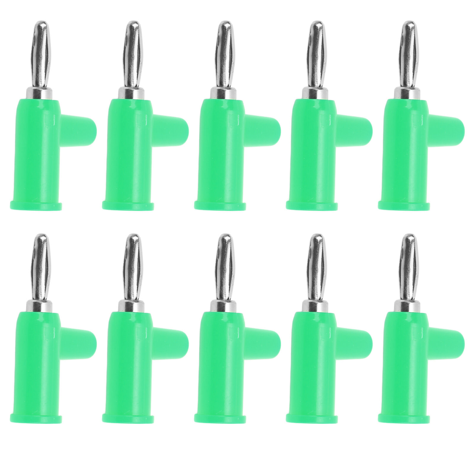 10pcs Stackable Banana Plug 4mm/0.2in Solderless Brass Standard Size Connector for Security AccessoriesGreen