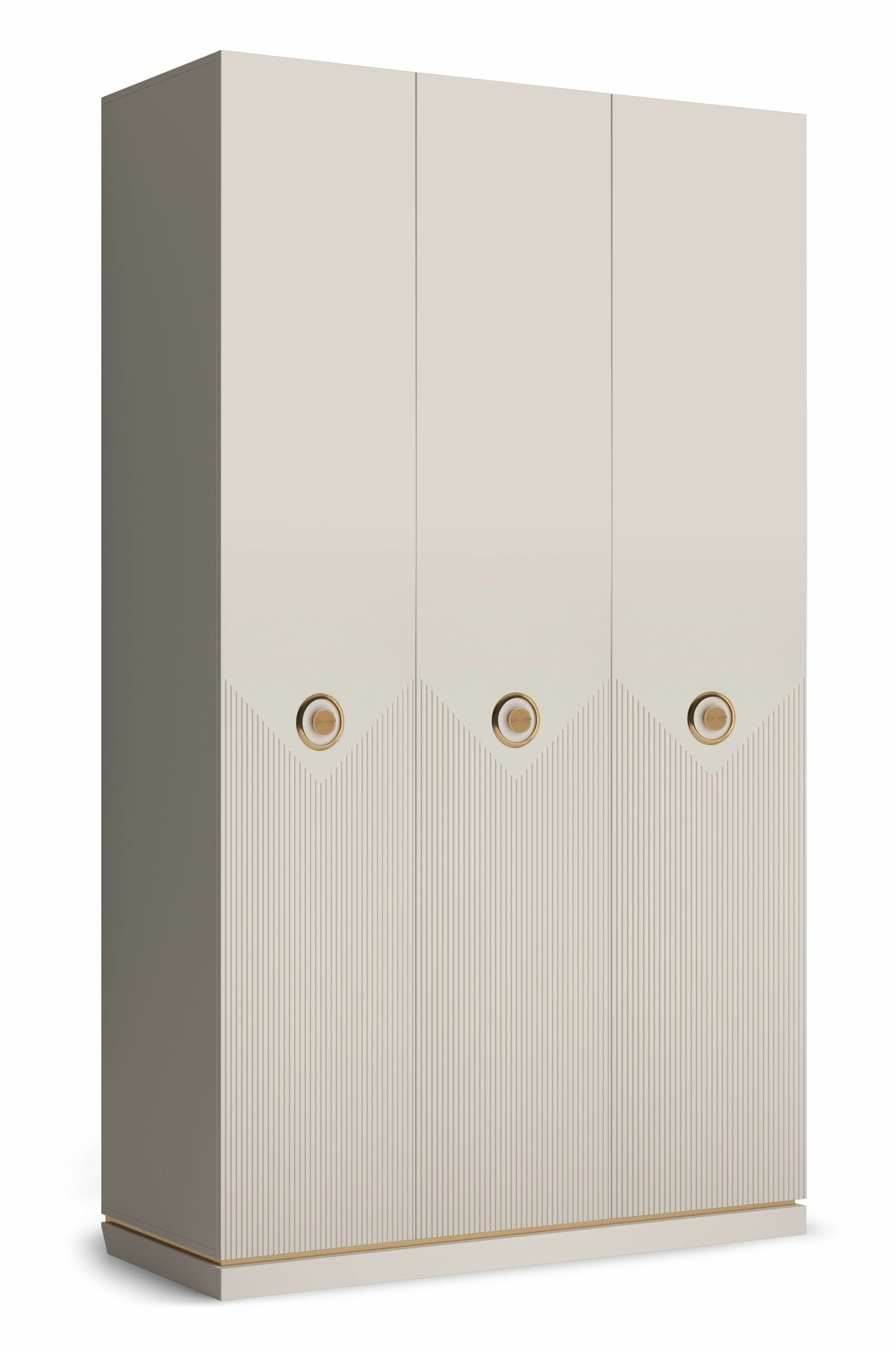 Распашной шкаф Кураж "Капри", ЛДСП, МДФ, 3 двери, бежевый, с полками