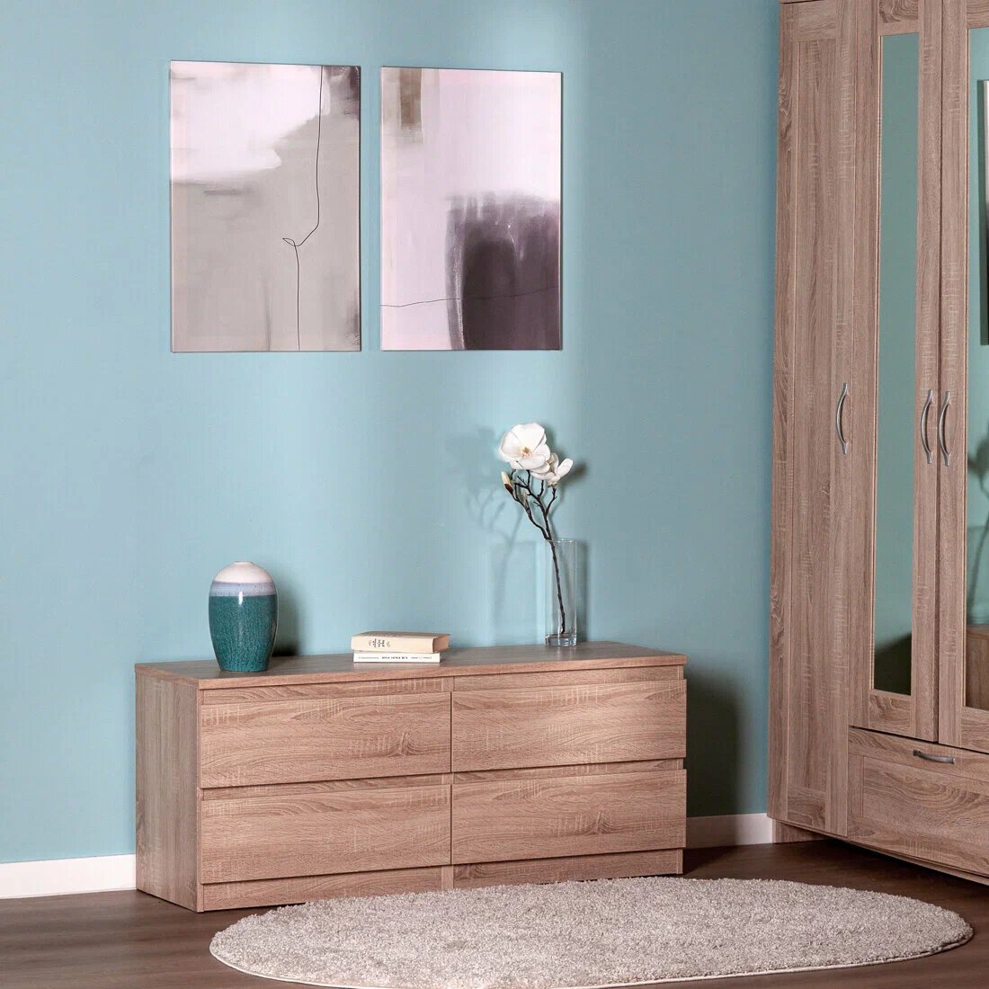 Комод "Кастор" 4 выдвижных ящика, дуб сонома, 54,2 см х 40 см х 130 см