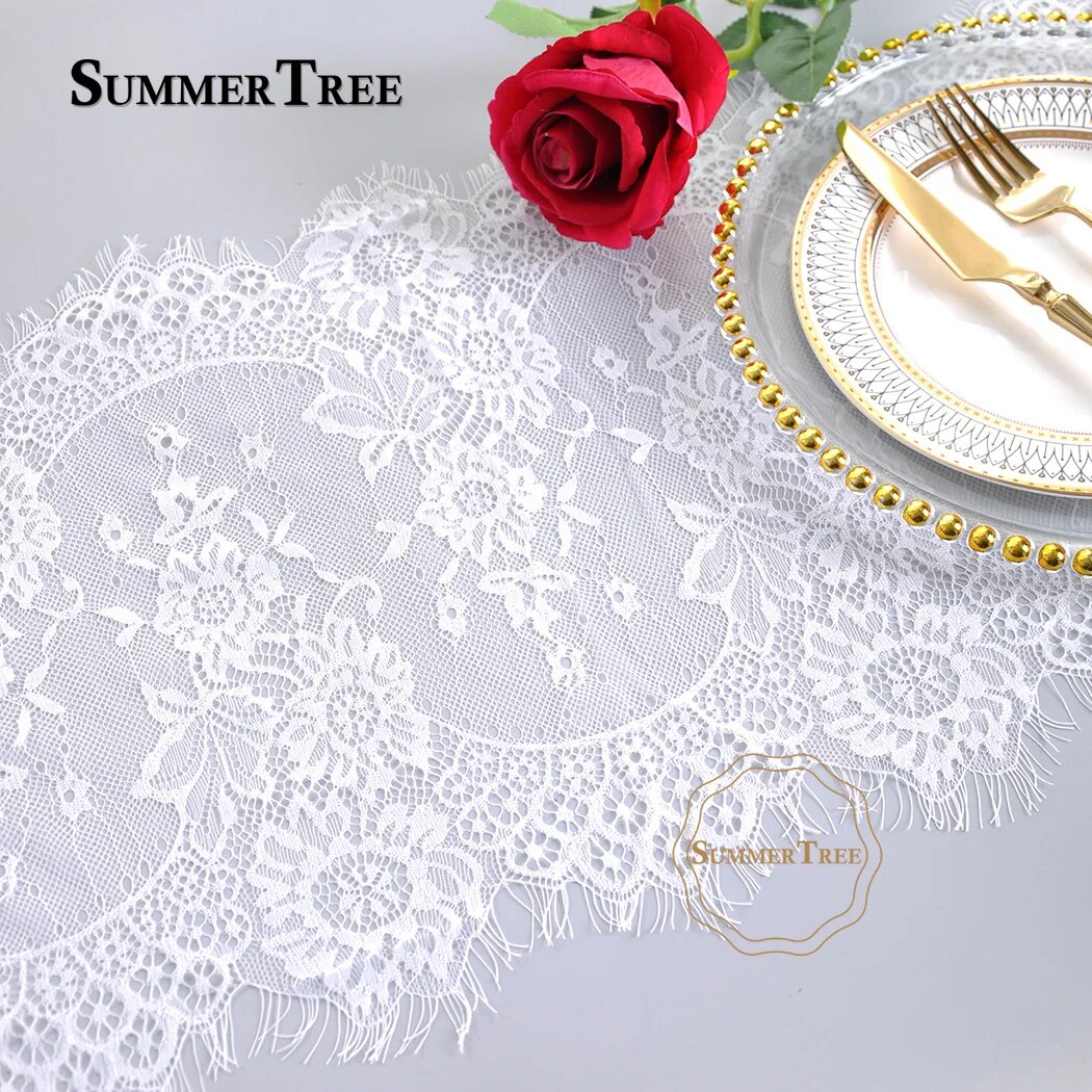 Кружевная скатерть-дорожка белая SUMMERTREE 35x300 см