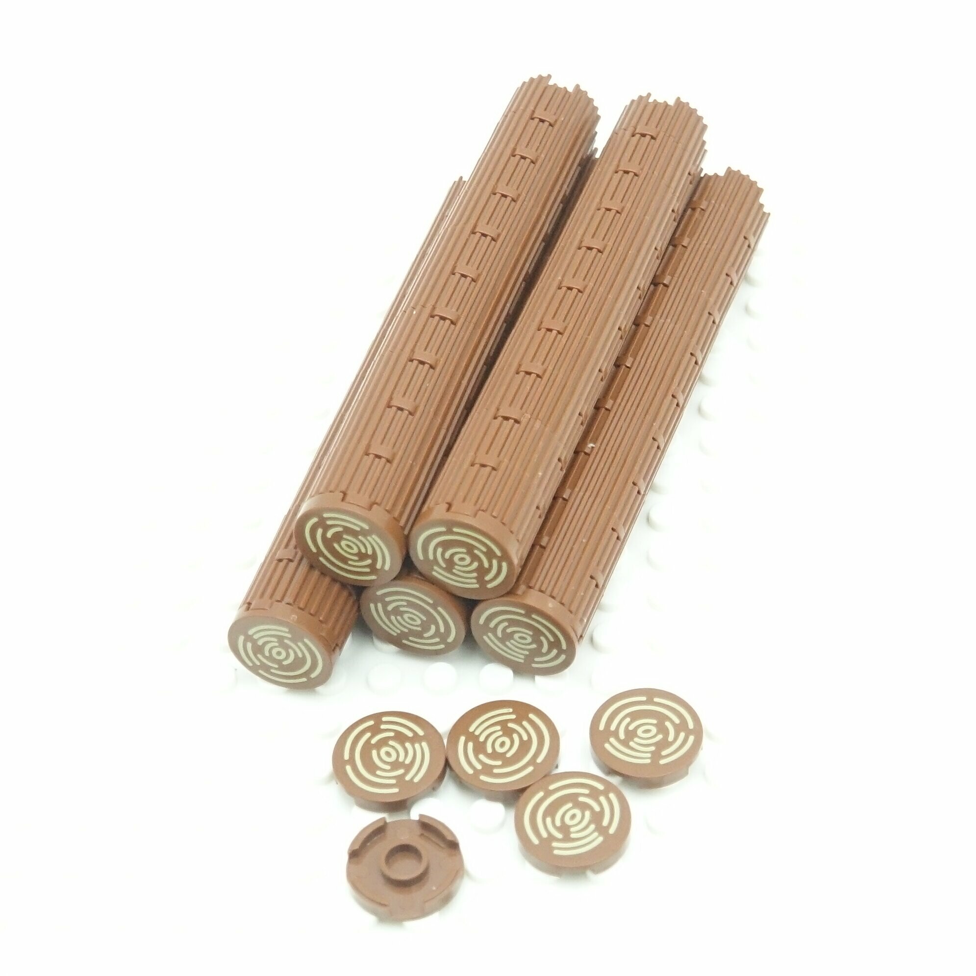 Набор ребристых толстых бревен 5 штук 2x2, (92947 ) для конструктора, 60 деталей