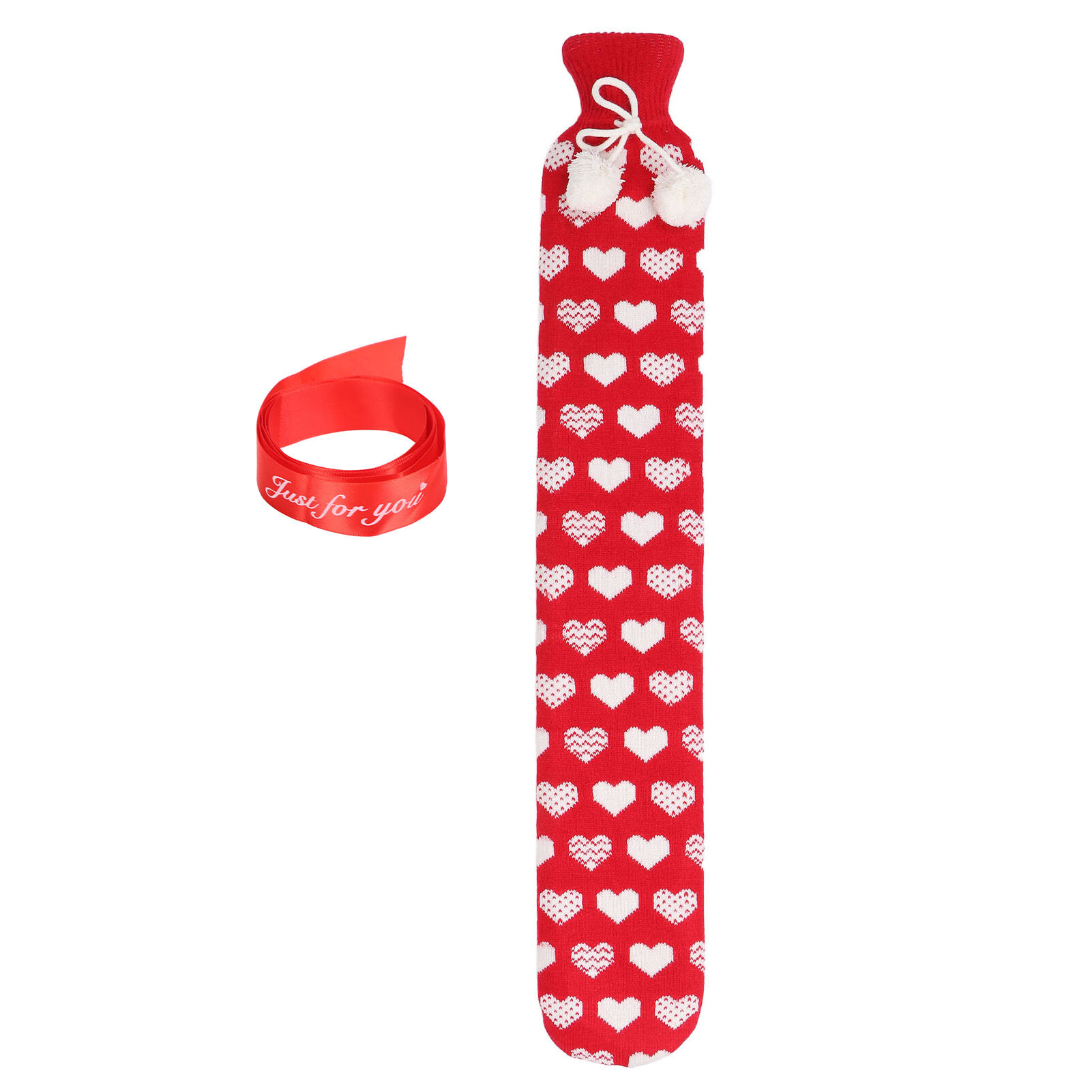 Грелка с мягким резиновым вязаным чехлом, грелка для согревания плеч, шеи и талии, красная, 2 л.