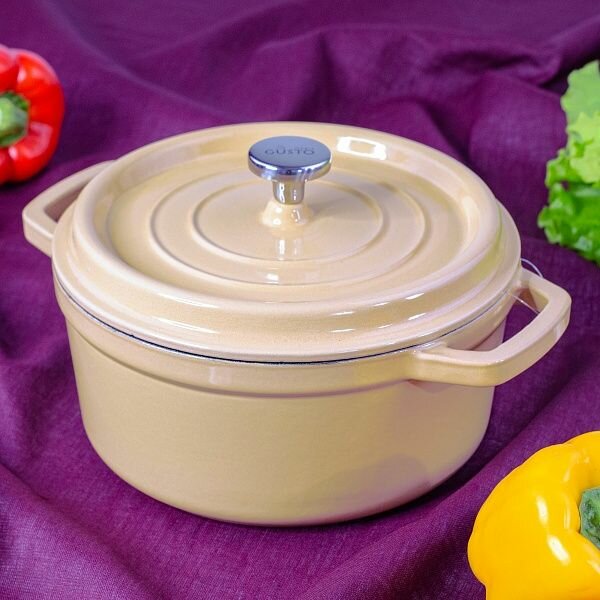 Кокот чугунный с крышкой Magia Gusto Cream, 2,8 л -kpa