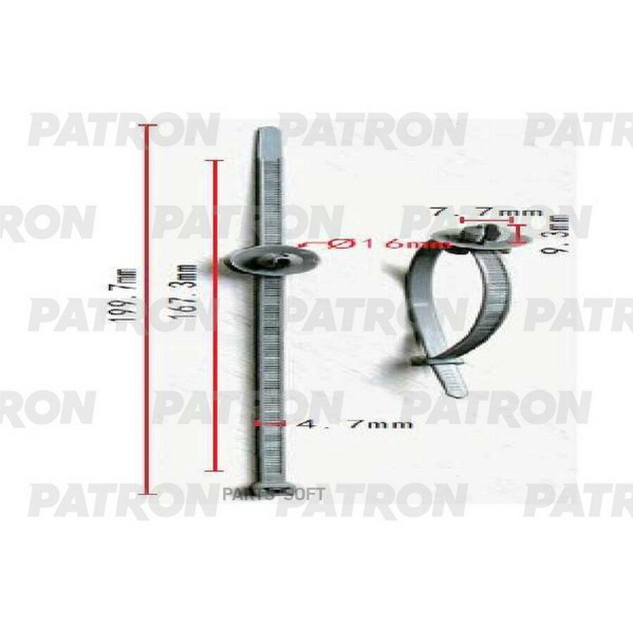 P37-1607 PATRON Стяжка-хомут с клипсой 190x4,6мм PATRON P371607 | цена за 1 шт