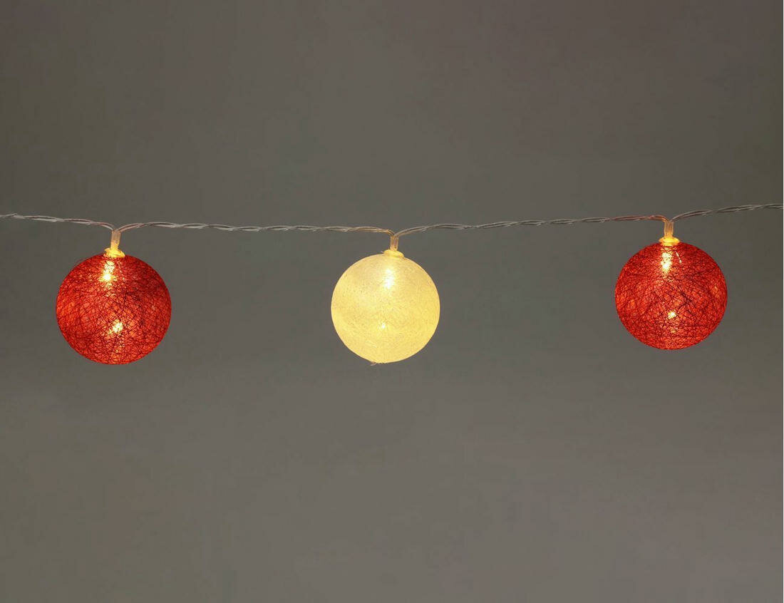 Декоративная гирлянда, 10 тёплых белых LED-огней, 165 см, прозрачный ПВХ, батарейки, Koopman International