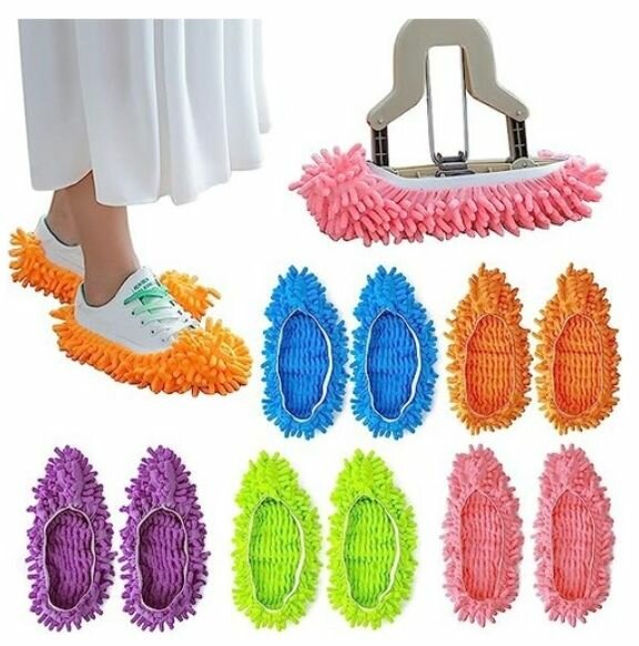 Тапочки для швабры из микрофибры с регулируемым размером, 5 цветов, для пола, окон, мебели и авто