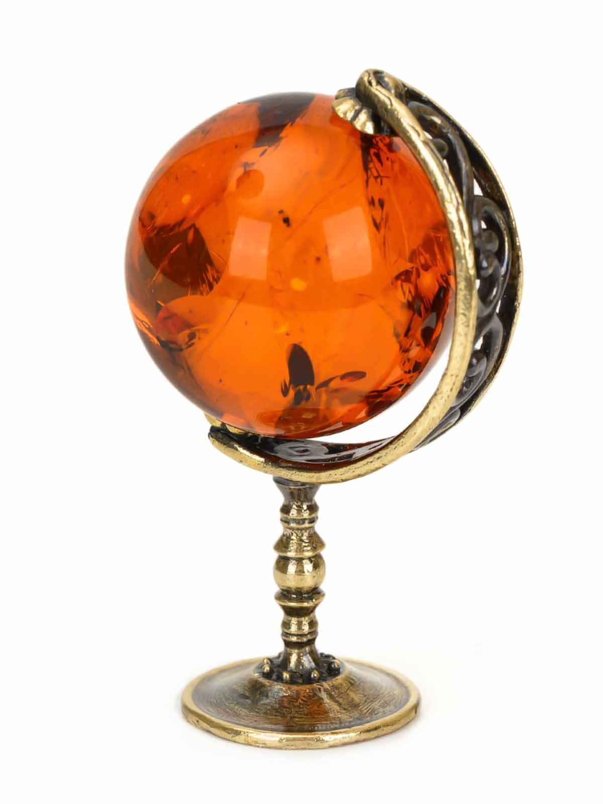 Сувенирная фигурка - Глобус, Балтийский Янтарь, 5,5 см
