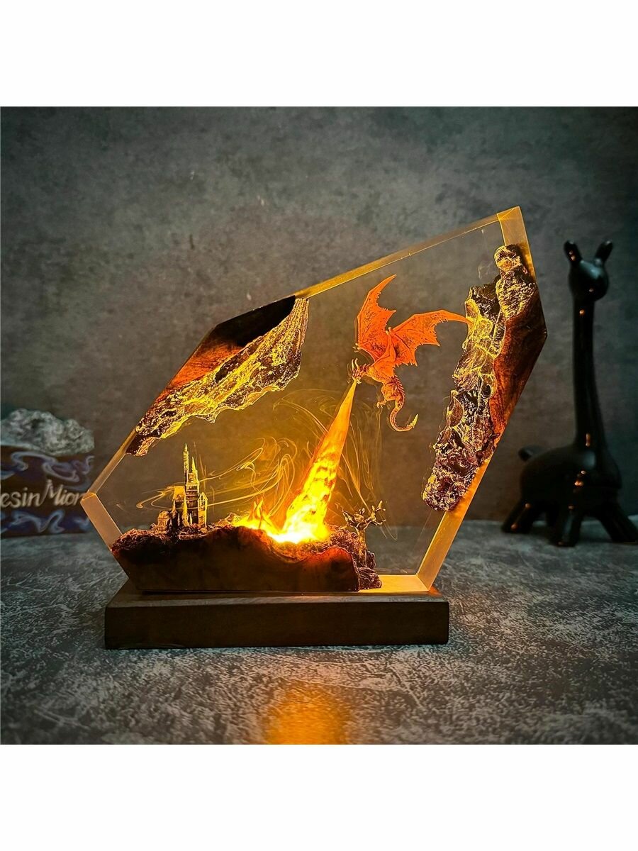 3D светильник Дракон из эпоксидной смолы , Ночник с USB