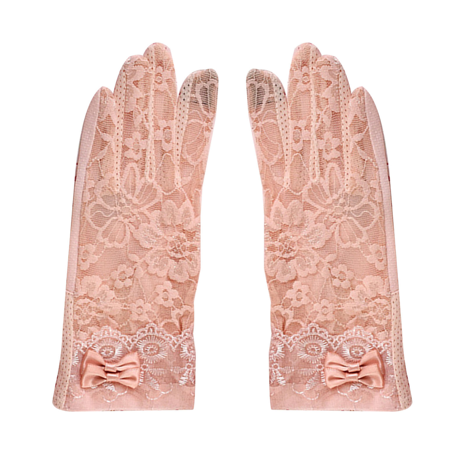 Короткие кружевные перчатки с защитой от солнца, дышащие, мягкие, тонкие, не выцветающие, элегантные, цветные, прозрачные перчатки для езды на велосипеде, вождения, розовые