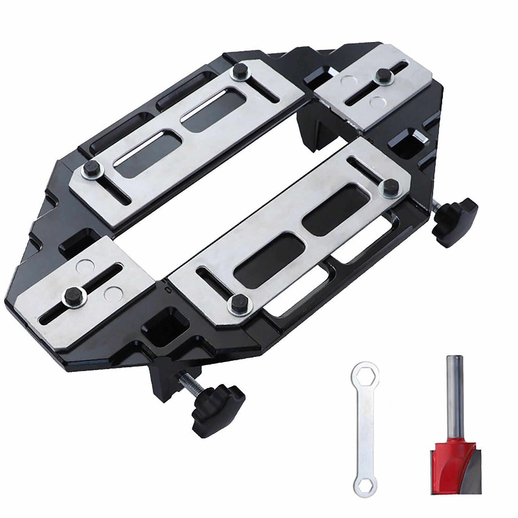 Шаблон для врезки петель и замков, устройство для открывания отверстий в деревообработке с прорезным локатором для установки дверного замка