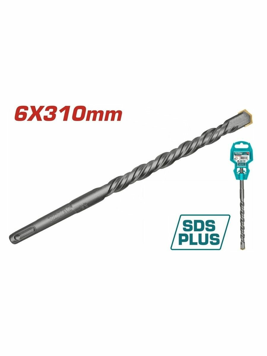 Бур по бетону, кирпичу, 6 x 310 мм, SDS- Plus TOTAL TAC310605