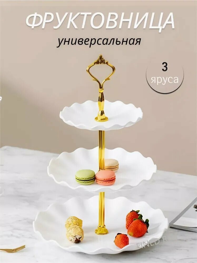 Фруктовница FINED RIM "Лофт" ABS пластик, диаметр 25см, белая, 1шт