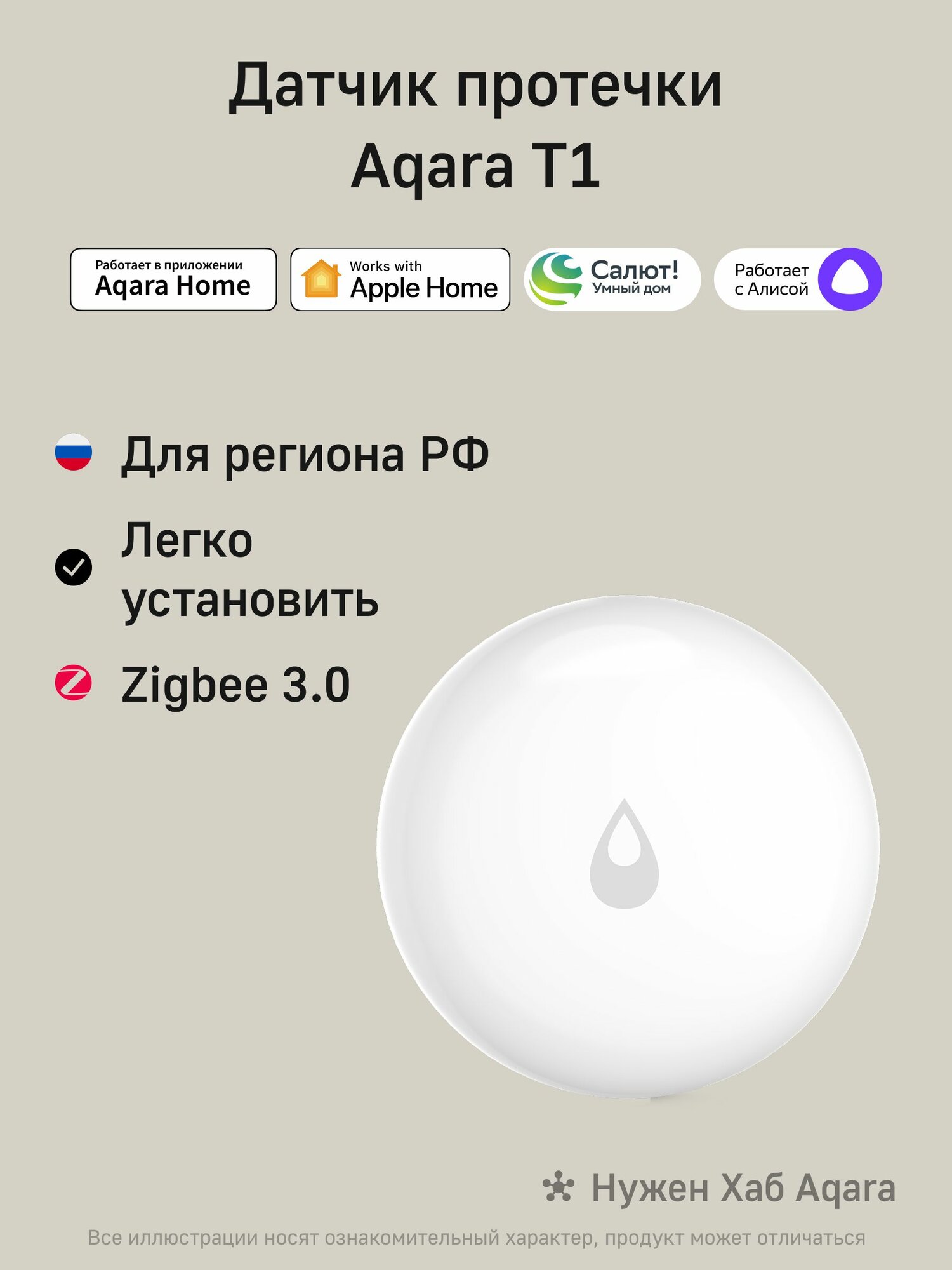 Датчик протечки T1 "Aqara" WL-S02D