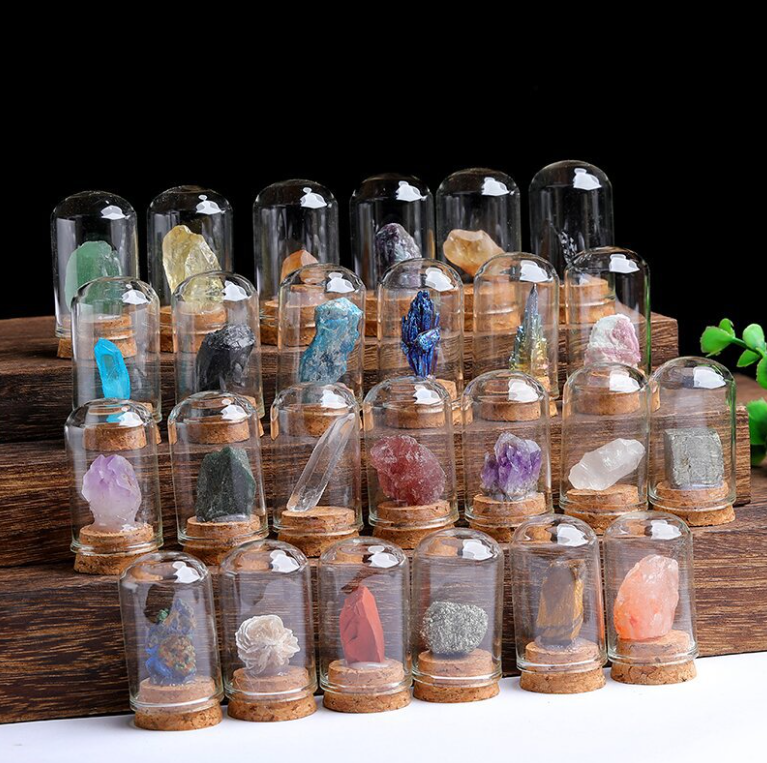 Бокс-органайзер для хранения кристаллов на 25 ячеек MyPads с баночками из стекла и пробковыми крышками, идеально подойдет для кабинета химии, школы