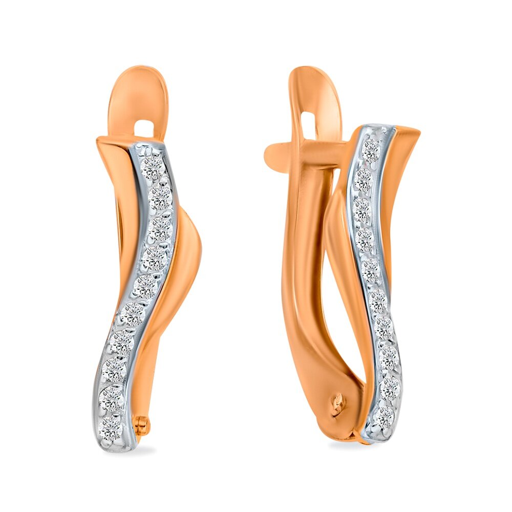 Серьги, красное золото, 375 проба, золочение, фианит