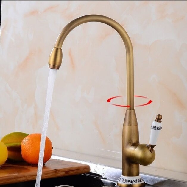 Смеситель MATRIX, латунь, покрытие под бронзу, рычажное управление, аэратор, для мойки и раковины