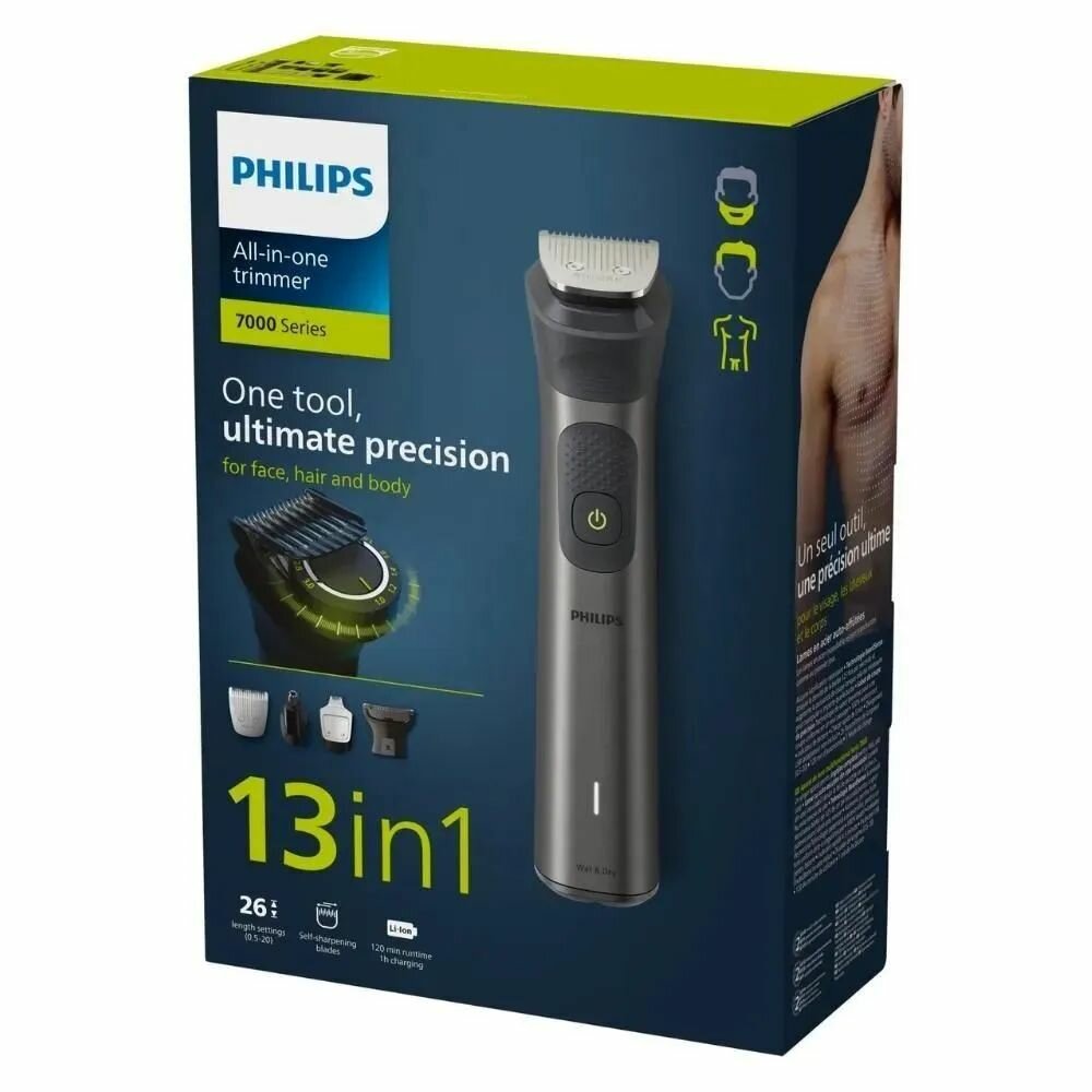 Philips Набор для стрижки Триммер для волос 7000 MG7920/15, серый, черно-серый, черный, серый