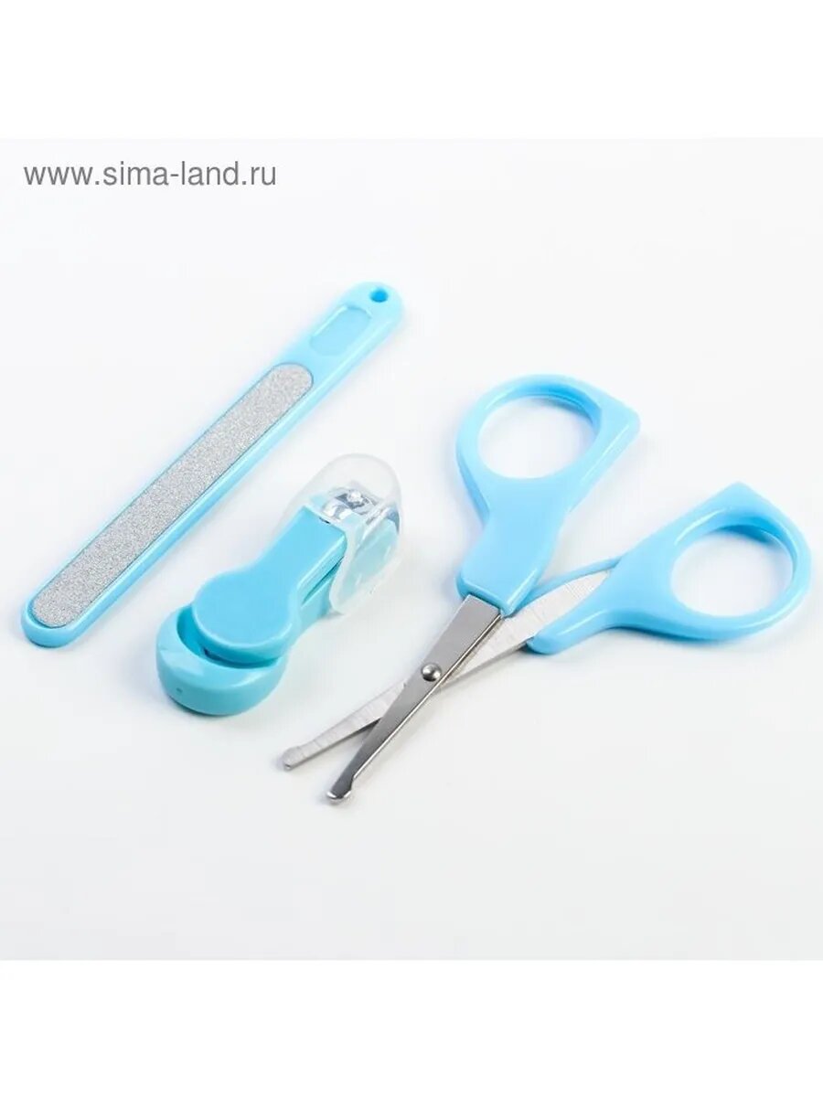 Детский маникюрный набор, 3 предмета: ножницы, пилка, книпсе