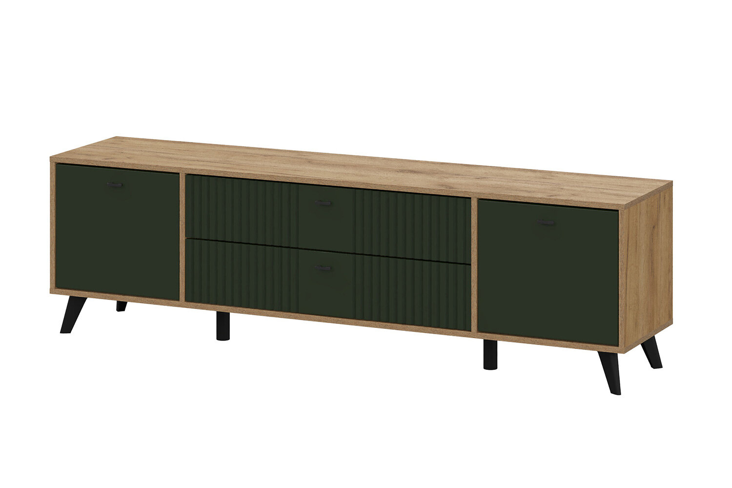 Тумба под ТВ с ящиками Милан 180,1х52,6х40,1 см, дуб золотой, олива софт