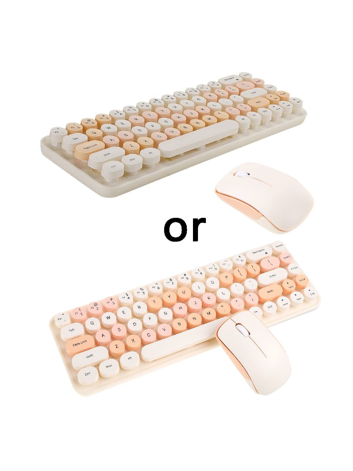 Keyboard Mouse Combo Mixed Color 2.4G Wireless Keyboard Mouse Set Circular Suspension for Key Cap for PC Laptop