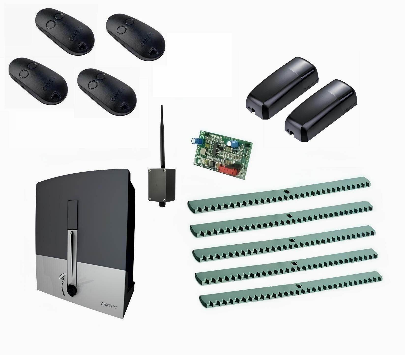 Автоматика для откатных ворот BXL04AGS KIT5-FK-BT-T4, комплект: привод, радиоприемник, 4 пульта, фотоэлементы, 5 реек, Bluetooth-модуль