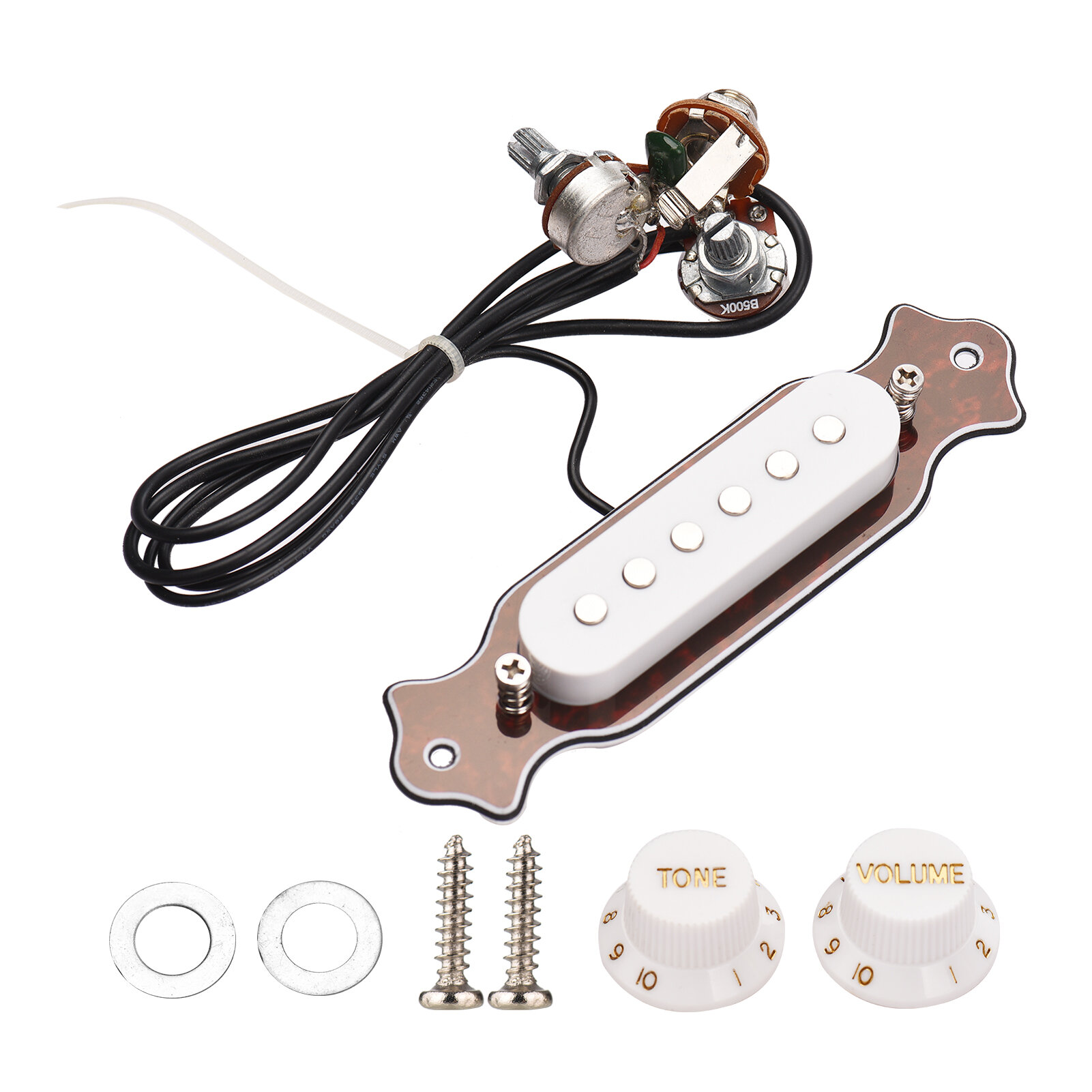 Guitar Magnetic Single Coil Noiseless Pickup Folk Acoustic Sound Hole Electric Wiring with Volume and Tone Knobs