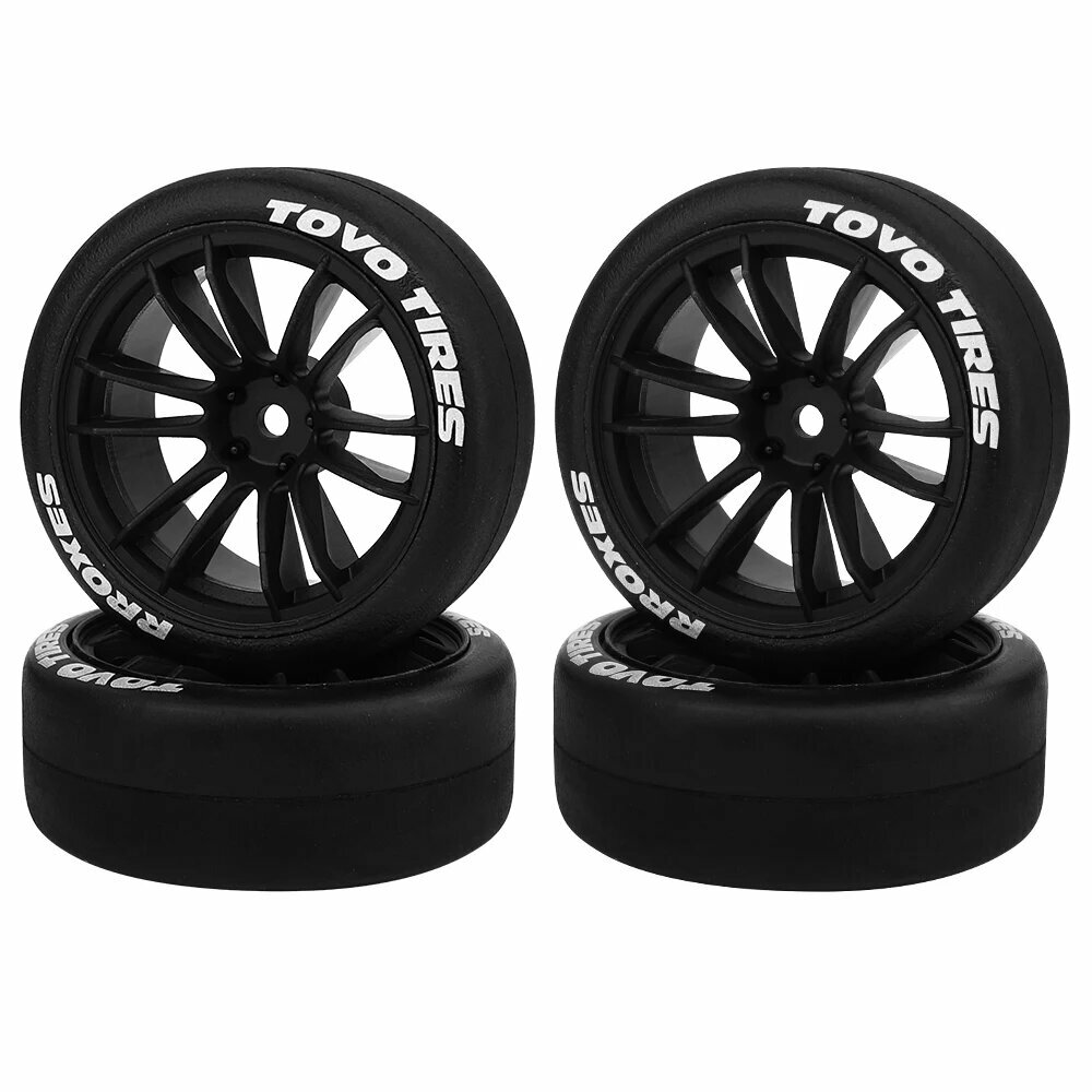 4 шт. Жесткие колеса 65 мм для дрифта Tamiya 1/10 Черный, Black Set