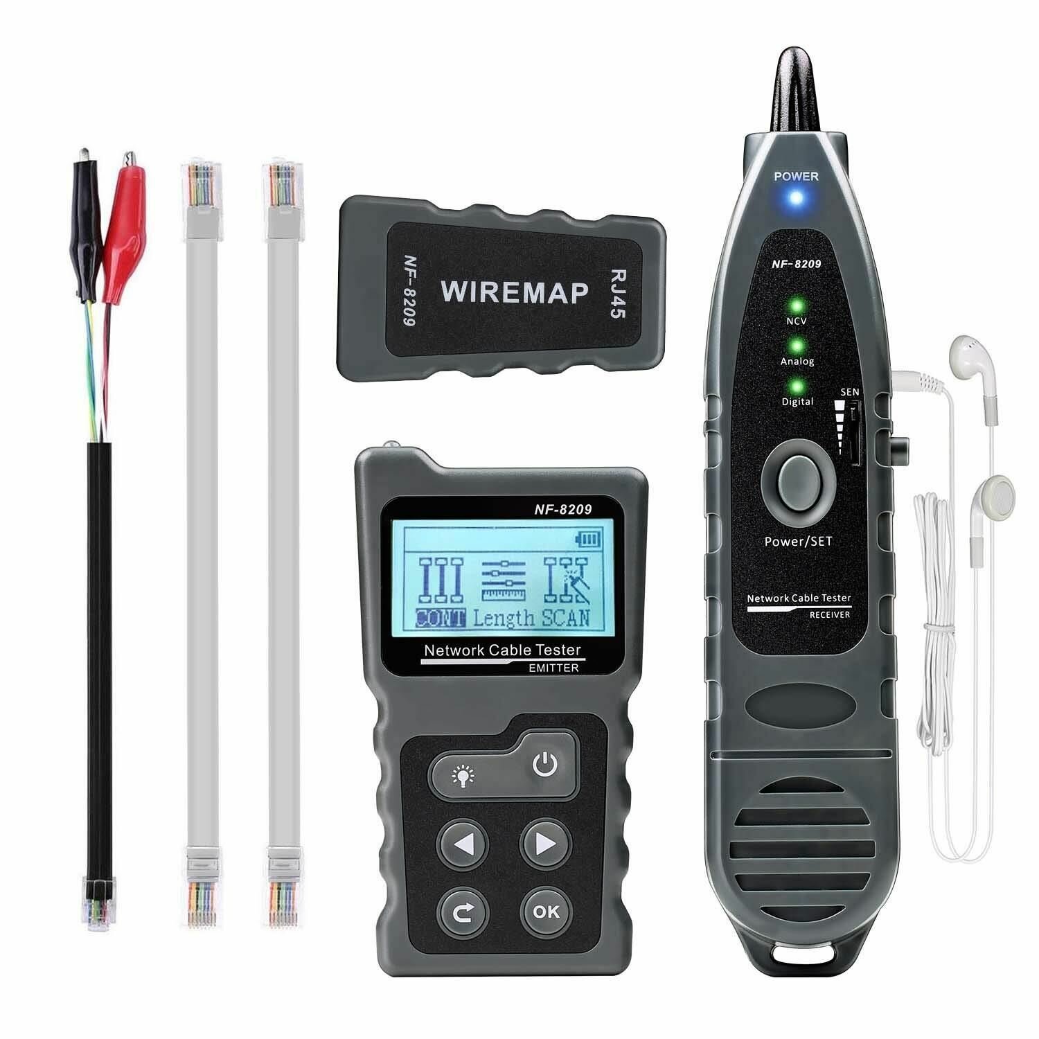 Тестер сетевого кабеля, трассировщик проводов Ethernet с бесконтактным индикатором напряжения и лампой