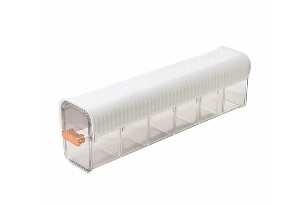 Выдвижной органайзер с прозрачными контейнерами и регулируемыми разделителями для удобного хранения вещей в шкафу, комоде или на полке