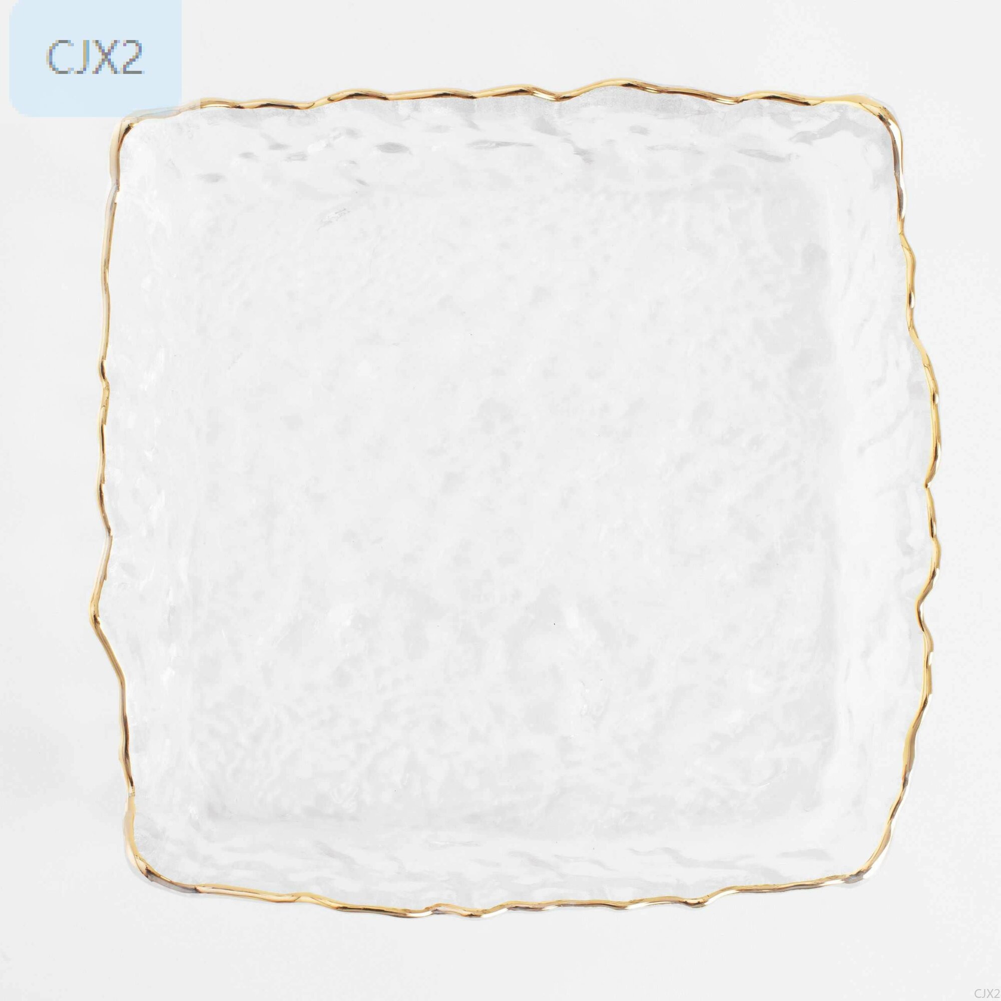 Квадратное стеклянное блюдо 15х15 см с золотистым кантом для сервировки и декора Nautilus gold, ручная мойка, стильная подача блюд