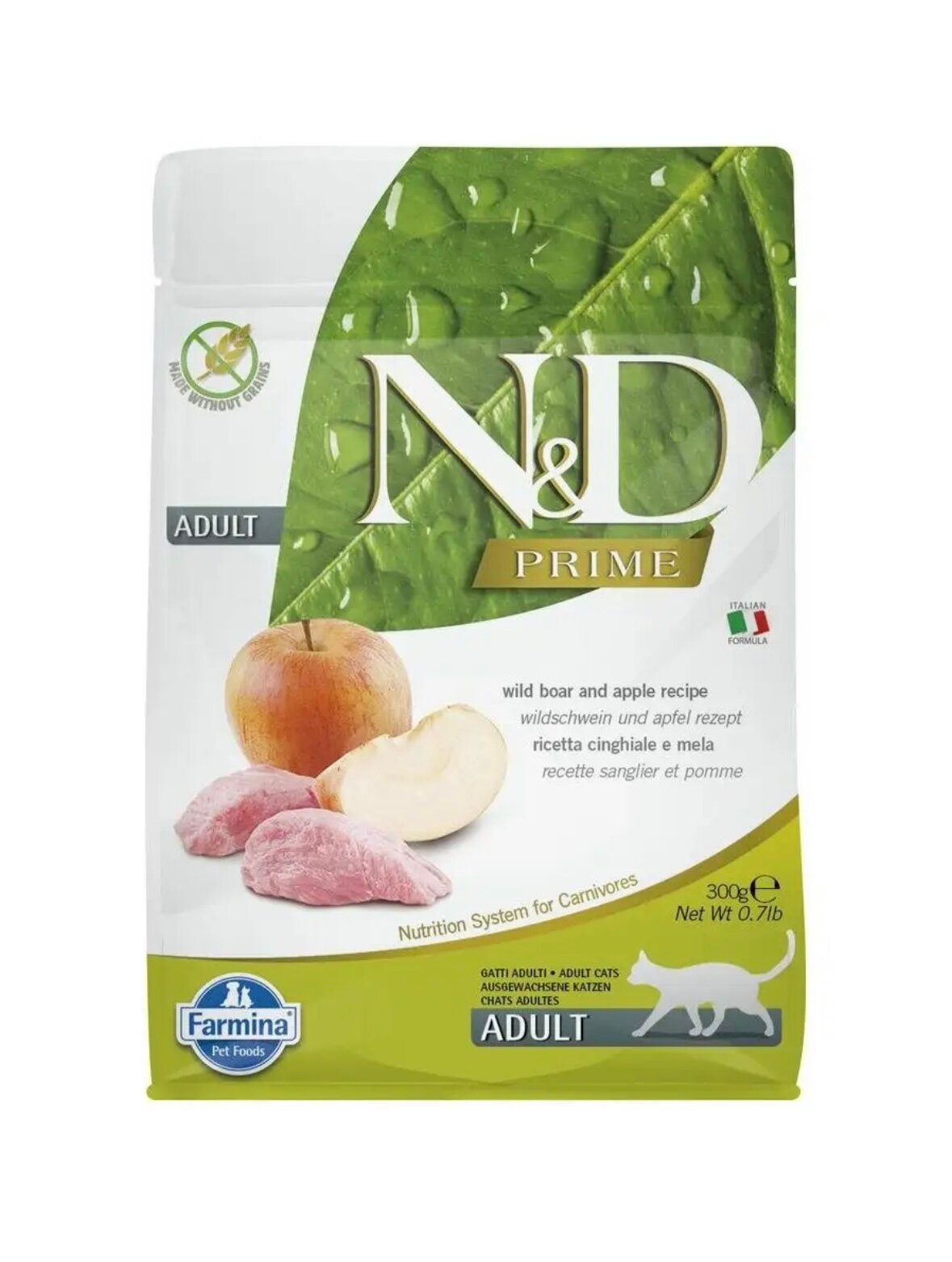 Сухой корм Farmina ND Prime Cat Boar / Apple Adult для взрослых кошек с кабаном и яблоком, 300г
