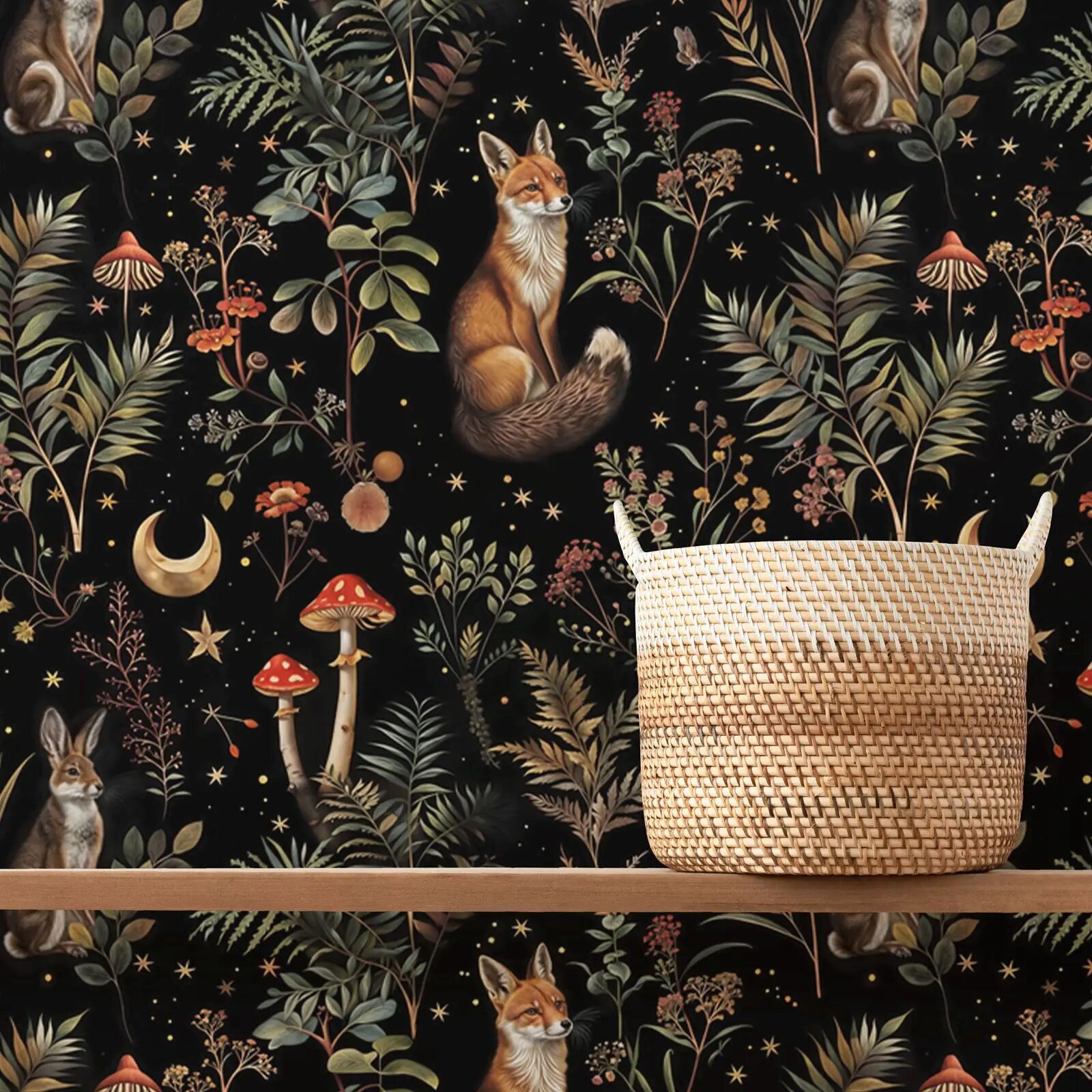 Черные грибы бумажные обои Pixel&Wall 50*300 см, Tradition Non-Woven