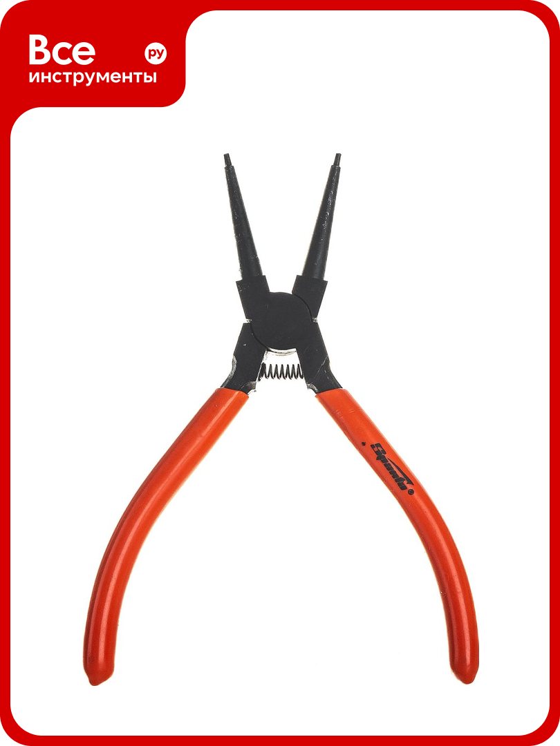 Съемник для внутренних стопорных колец SPARTA 183355 с прямыми губками и чехлами на рукоятках, длина 150 мм