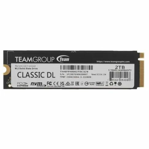 2 ТБ M.2 накопитель Team Group T-CREATE CLASSIC DL (TM8FPM002T0C329) - PCI-E 4.0, чтение - 4800 Мбайт/сек, запись - 4400 Мбайт/сек, 3D NAND