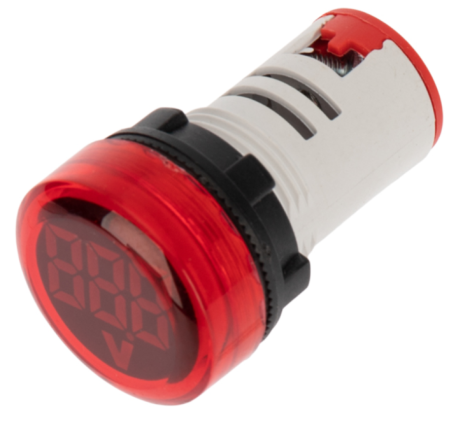 Лампа сигнальная индикаторная REXANT / Рексант индикатор значения напряжения, с круглой и плоской линзой, красное свечение, диаметр отверстия 22мм, 500В, IP65 / индикатор