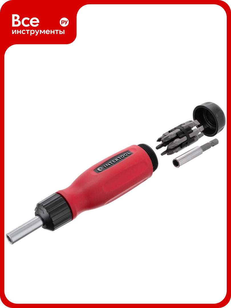 Реверсивная отвертка с комплектом насадок INTERTOOL 12ед VT-1003