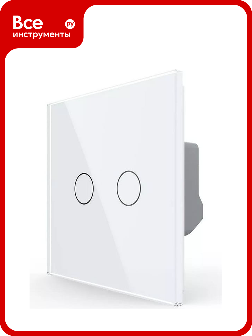 Двухклавишный сенсорный выключатель LIVOLO комплект, 1 пост, цвет белый VL-C702-11, красный,