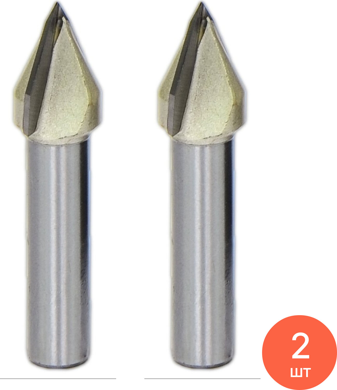 Фреза Elitech / Элитек пазовая V-образная, 2 лезвия, стальная, диаметр 12.7мм, хвостовик 8мм, 16/48мм / инструменты (комплект из 2 шт)