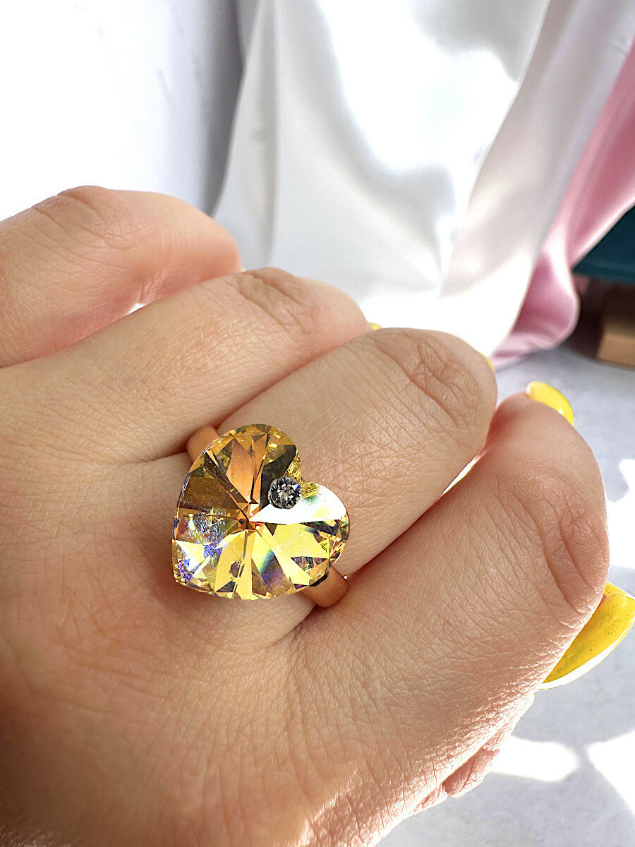 Кольцо, фианит, кристаллы Swarovski