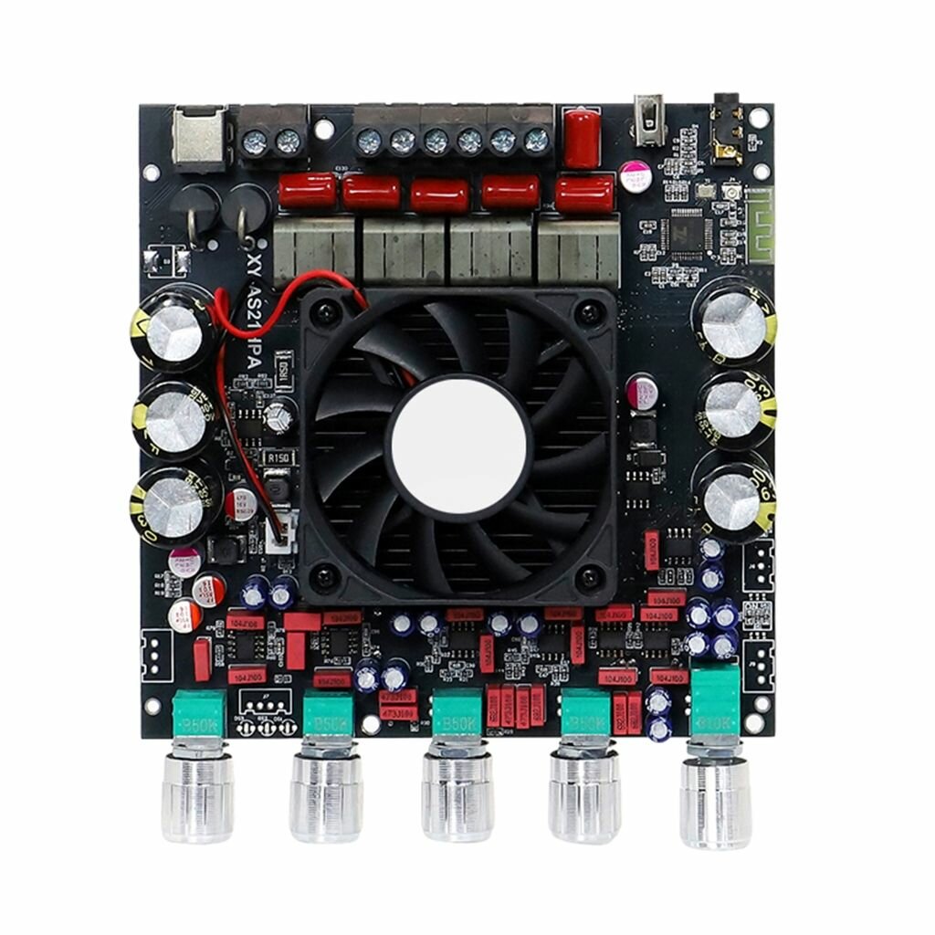 Мощный беспроводной усилитель звука 2.1 канала 300Втх2, - Встроенный потенциометр