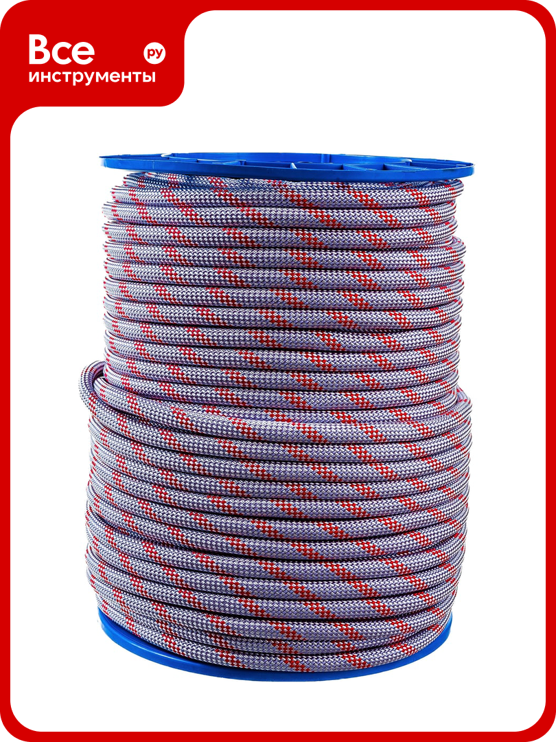 Веревка АзотХимФортис Fortis Static ВВС 48-ми прядная, 11 мм, 100 м 71835, защищенная