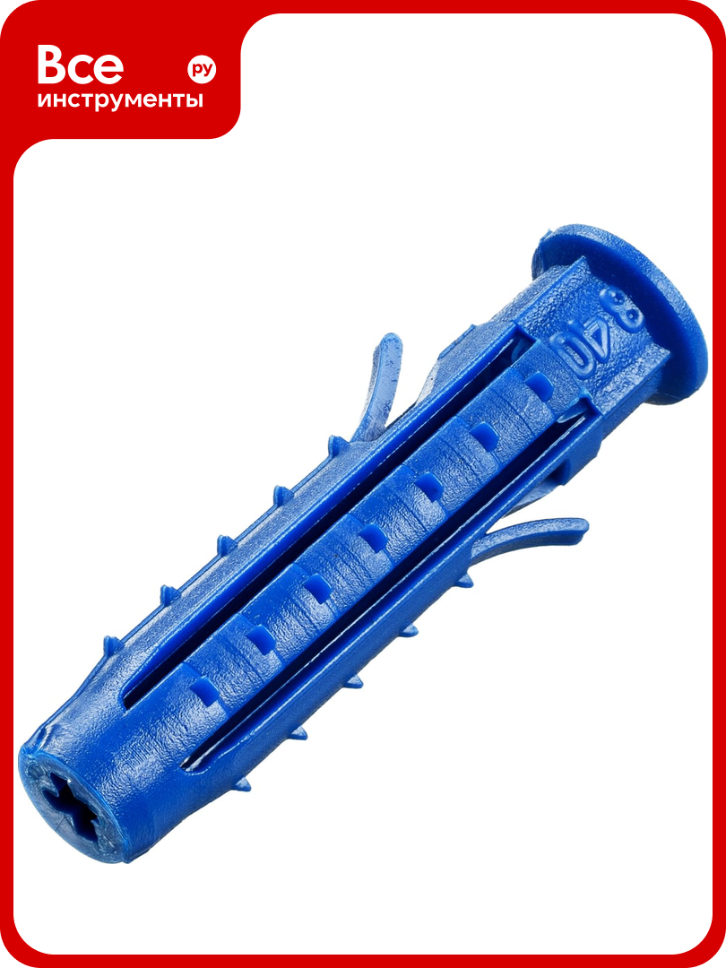 Четырехраспорный универсальный дюбель Tech-Krep Чапай 8x40 мм, шипы+усы, полипропилен, 200 шт, пакет 154241, черный