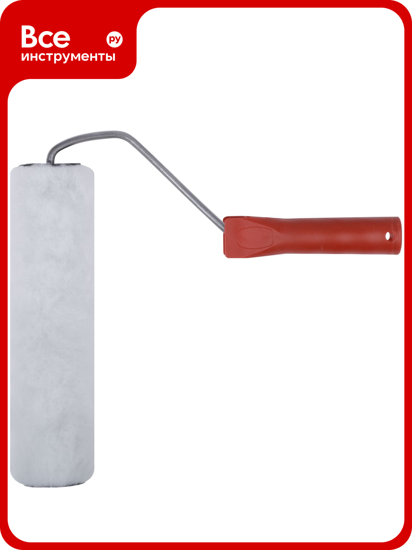 Меховой валик РОС 02609 с шубкой из искусственного меха, с гайкой, рукоять из пластика, малярный бытовой валик с ворсом