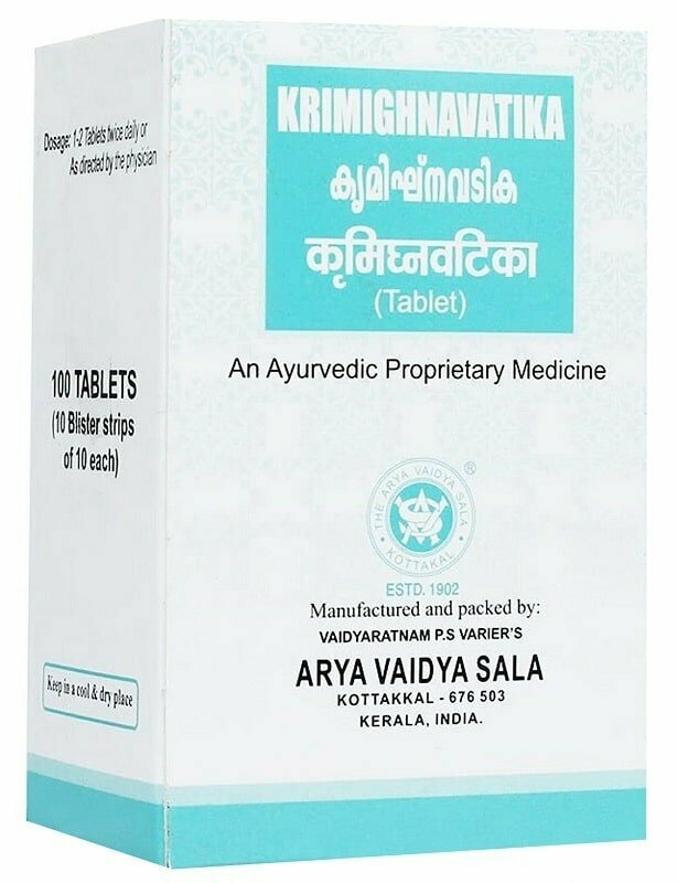 Кримигнаватика (Krimighnavatika) от паразитов в организме Kottakkal Ayurveda | Коттаккал Аюрведа 100таб