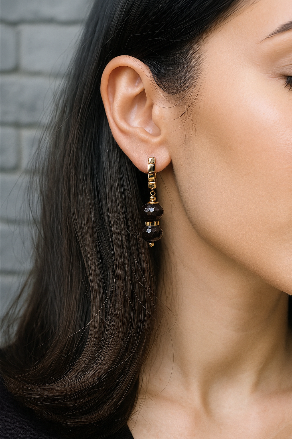 Серьги с подвесками, гранат