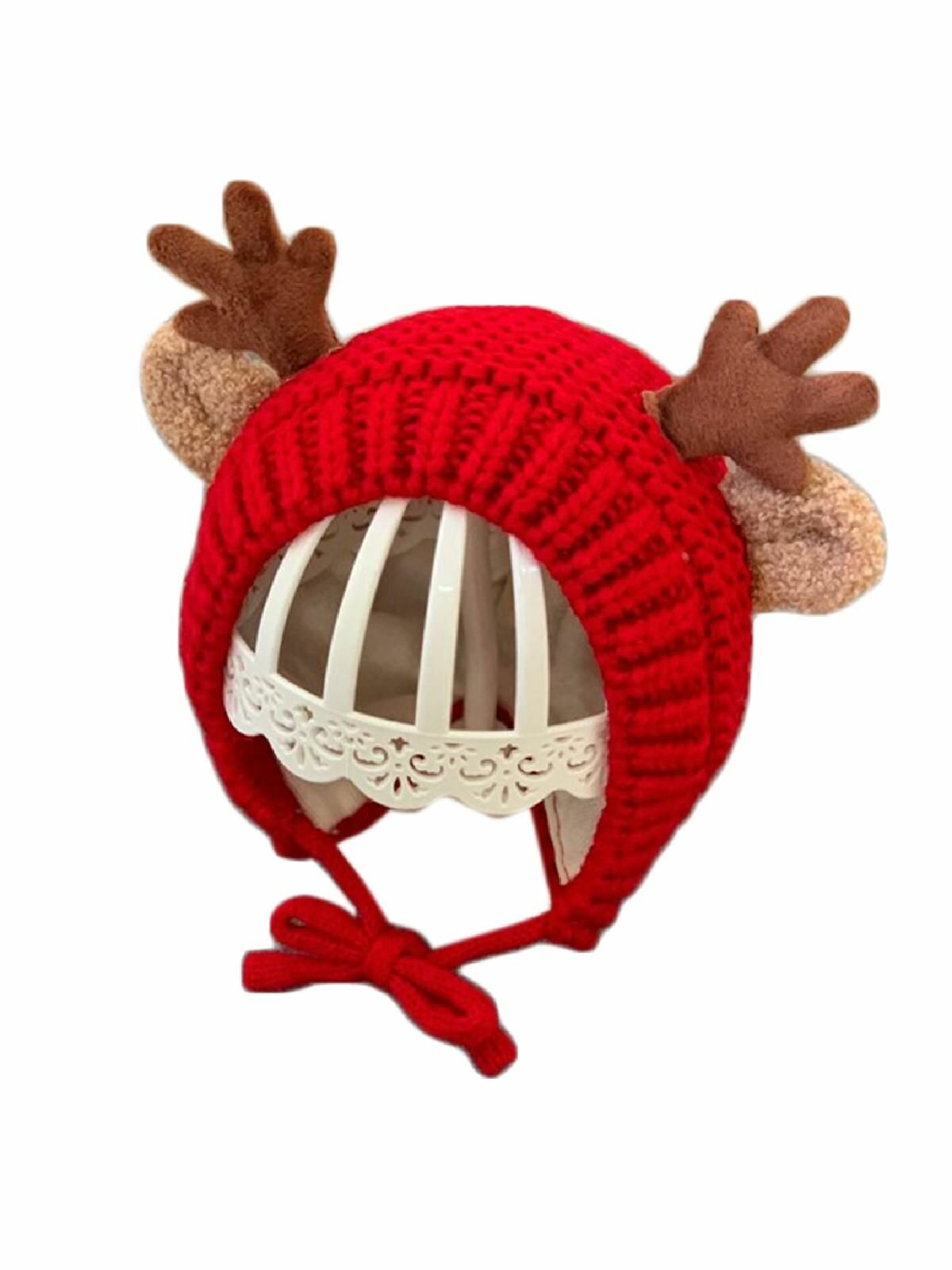 Детская зимняя шапка с ушками, красный