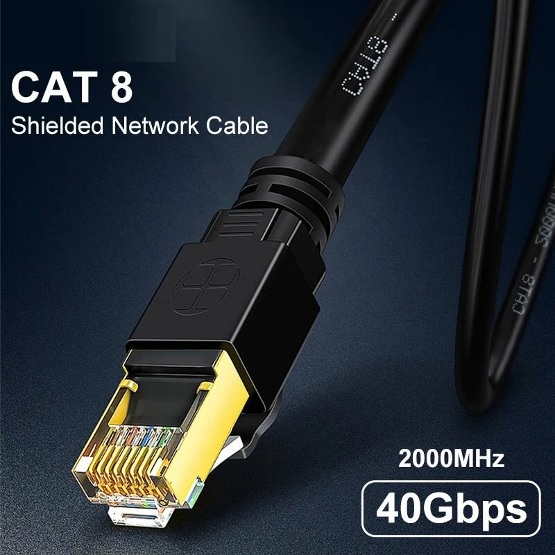 Сетевой кабель Ethernet RJ45 CAT8 CAT7 40 Гбит/с 2000 МГц, сетевой шнур в хлопковой оплетке для ноутбуков и маршрутизаторов