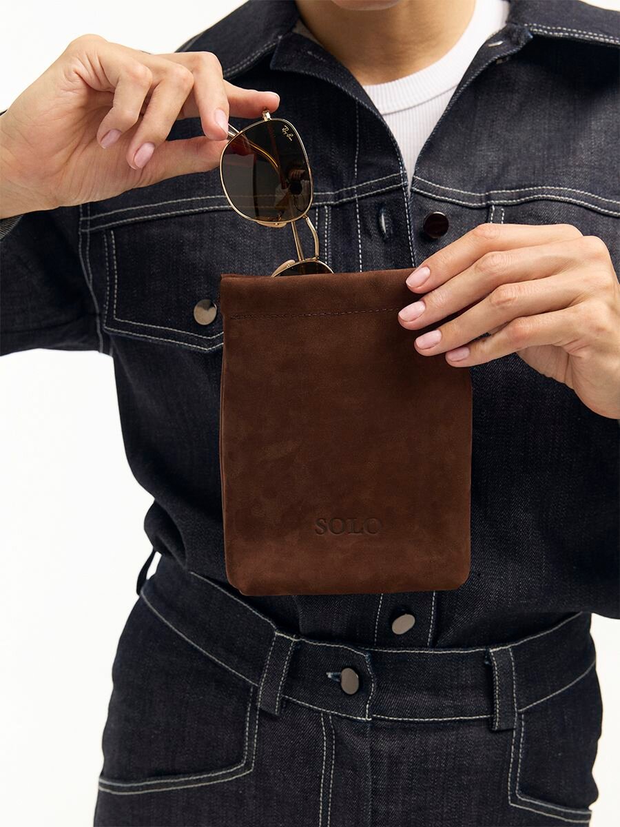 Футляр для очков на магните, чехол для очков мягкий, натуральный нубук, Solo 251-698