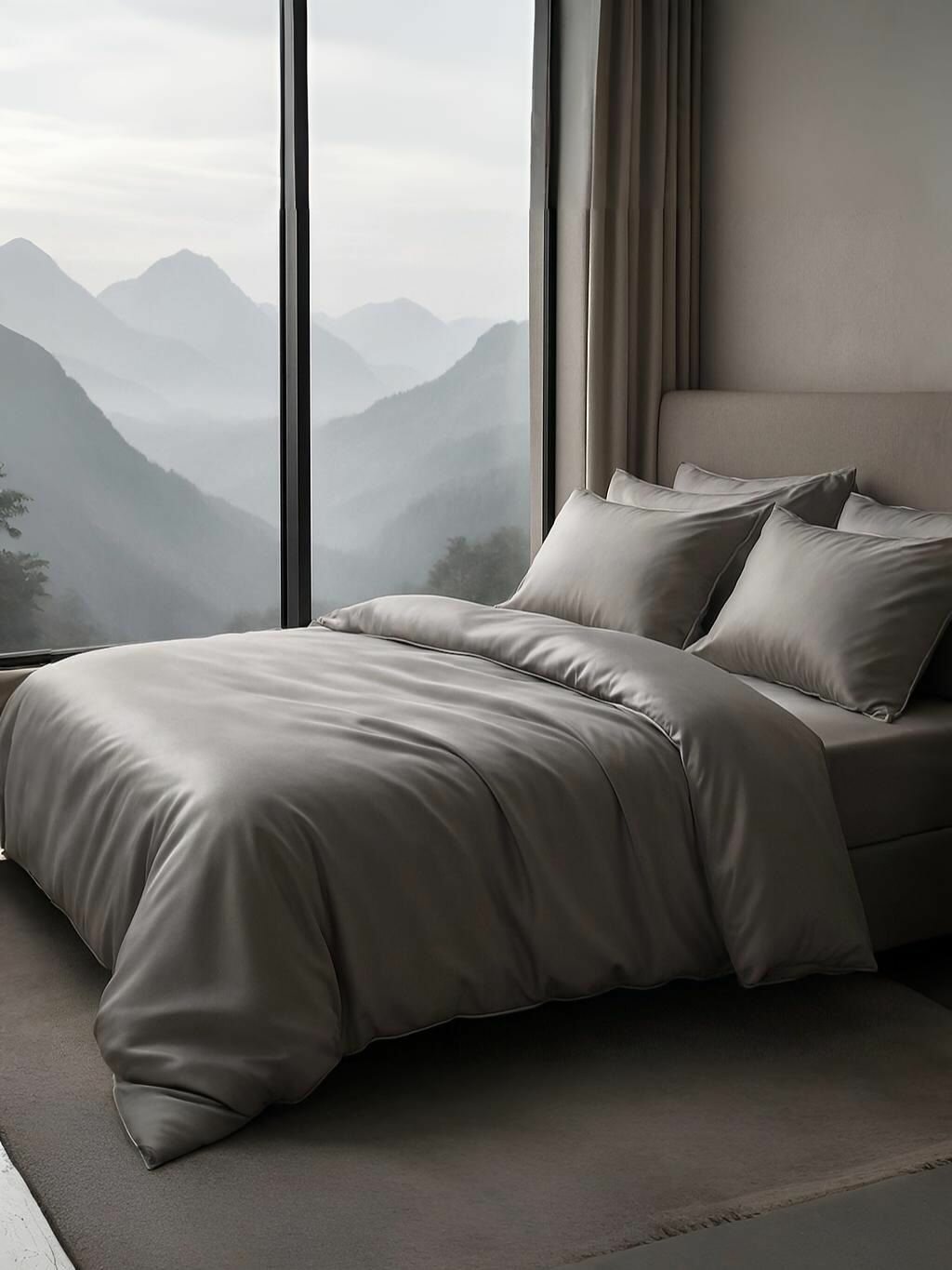 Постельное белье тенсель King Size на резинке 200х200х30 - "Дюраль" с наволочками 50х70