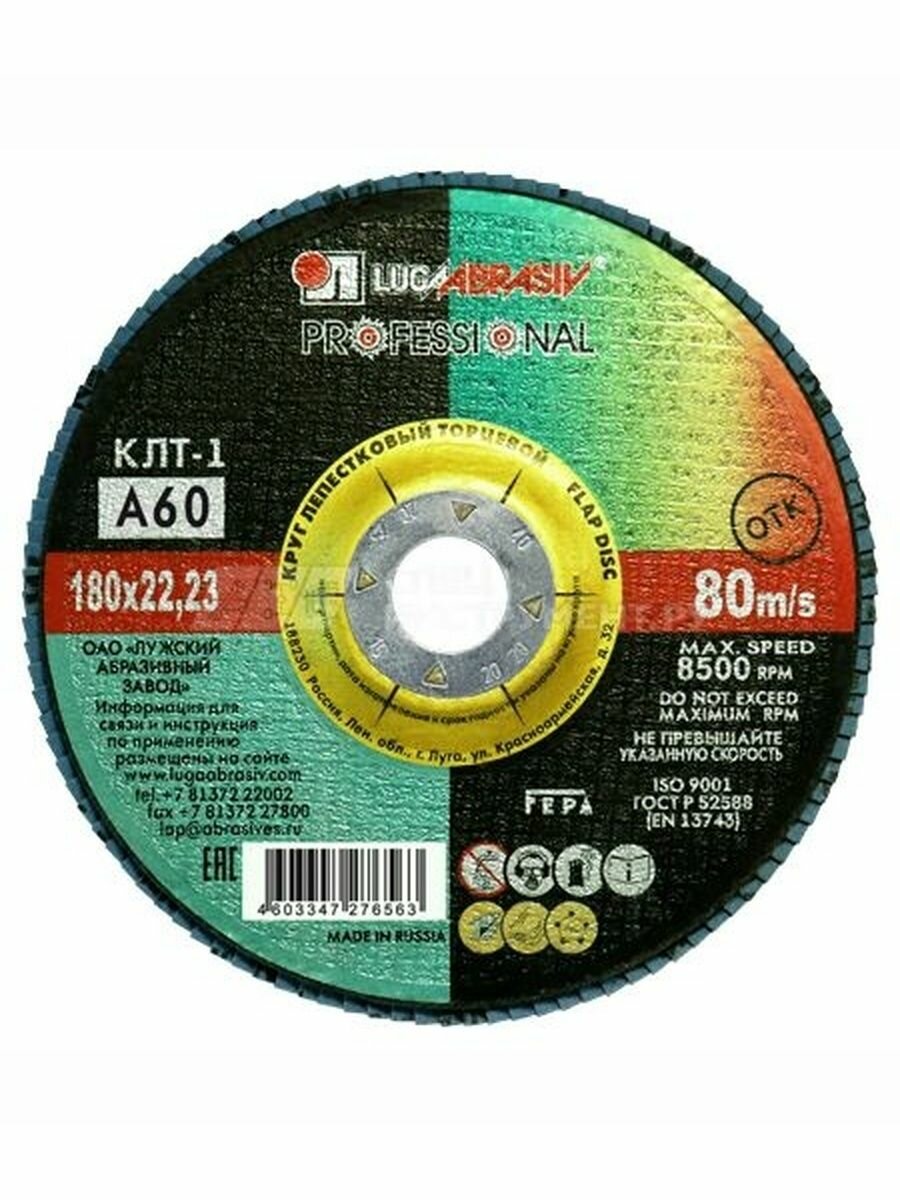 Круг лепестковый торцевой КЛТ 1 180*22*23 Р60 (упаковка 10шт.)